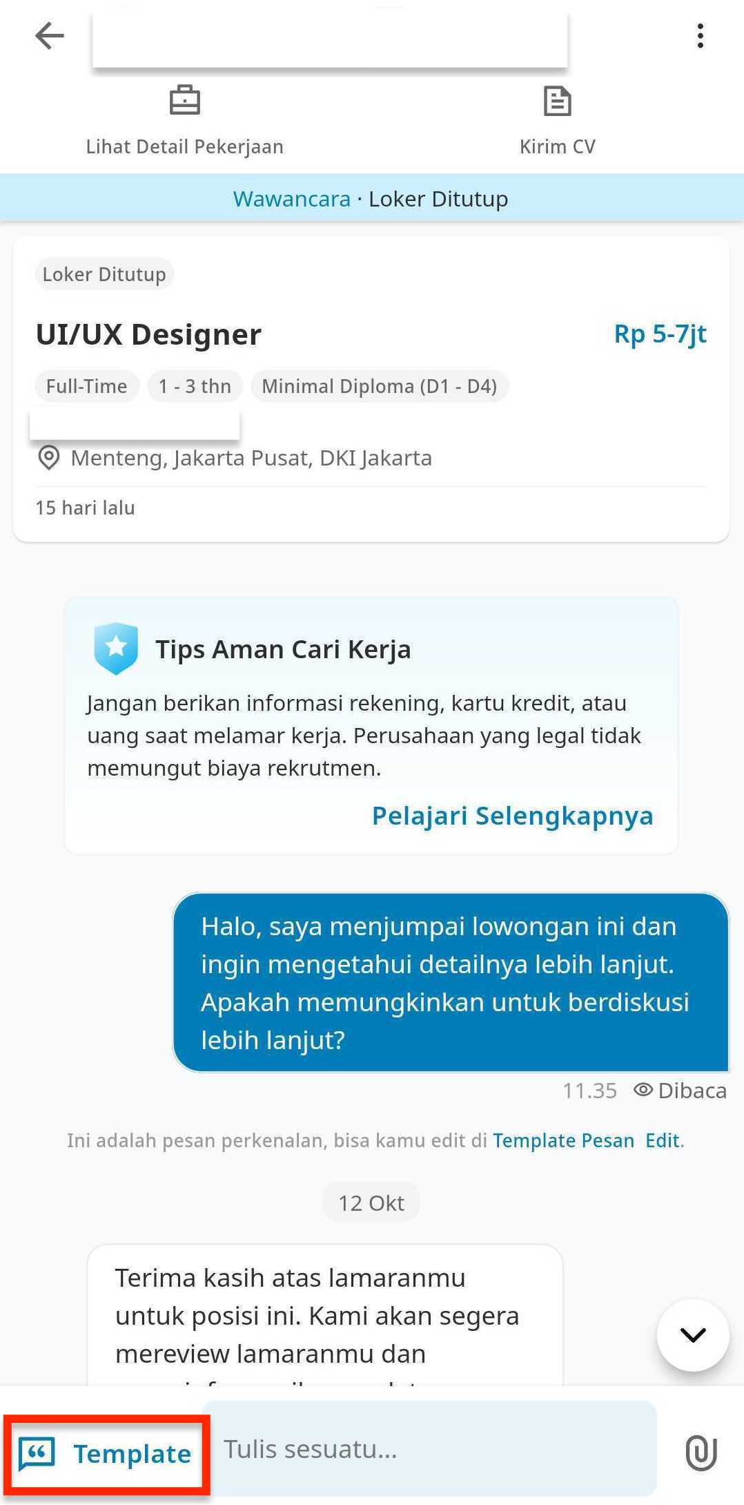 Penggunaan "Pesan Perkenalan" dalam Chat untuk Melamar di Aplikasi ...